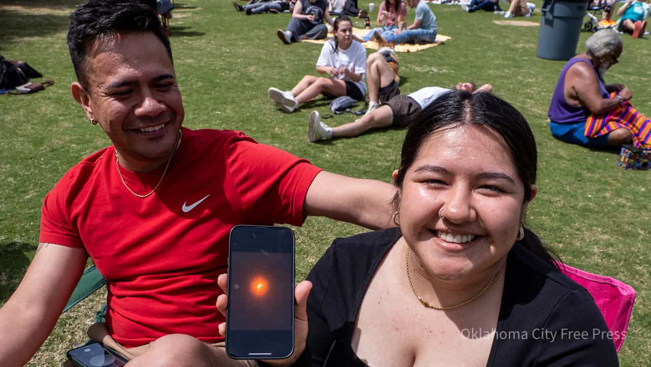 Downtown OKC crowd takes in 2024 version of solar eclipse