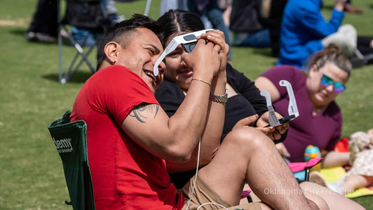 Downtown OKC crowd takes in 2024 version of solar eclipse