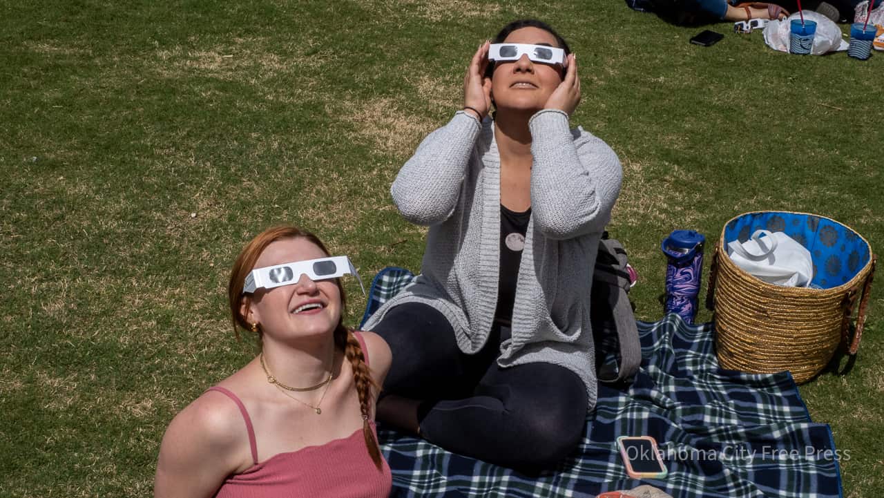 Downtown OKC crowd takes in 2024 version of solar eclipse
